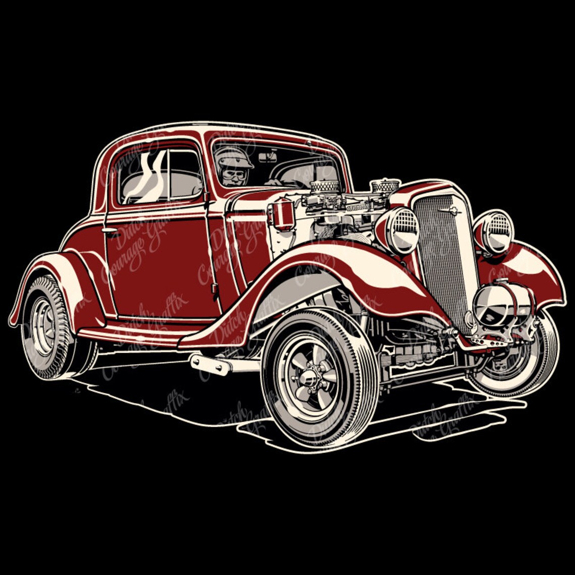 1935 Bowtie Coupe Hotrod Gasser - Digital Vector File - PMS Colors - Etsy