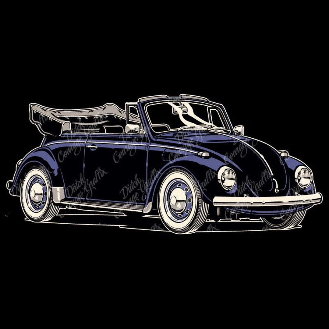 Classic Beetle Bug Convertible Dark - Digital Vector File - PMS Colors ...