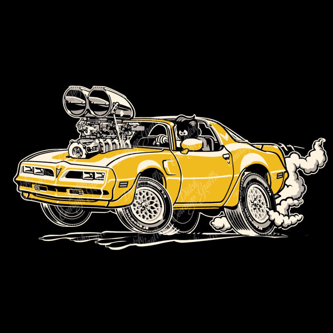1977 Firebird Trans Am Muscle Car Cartoon - Digital Vector File - PMS ...