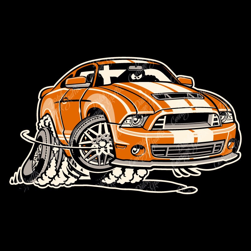 2014 Shelby Mustang Cartoon - Digital Vector File - PMS Colors - Etsy