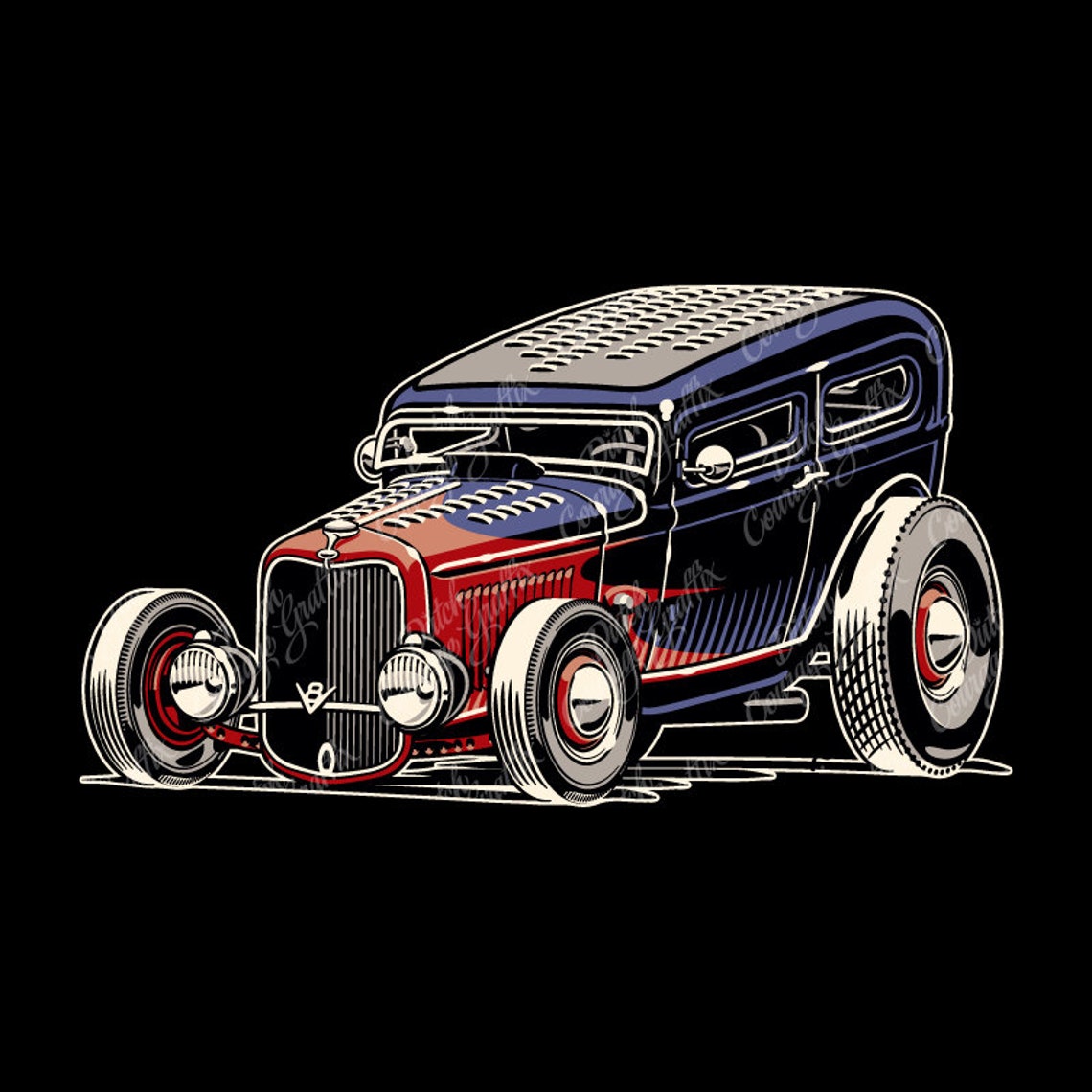 1932 Tudor Sedan Hot Rod Cartoon - Digital Vector File - PMS Colors - Etsy