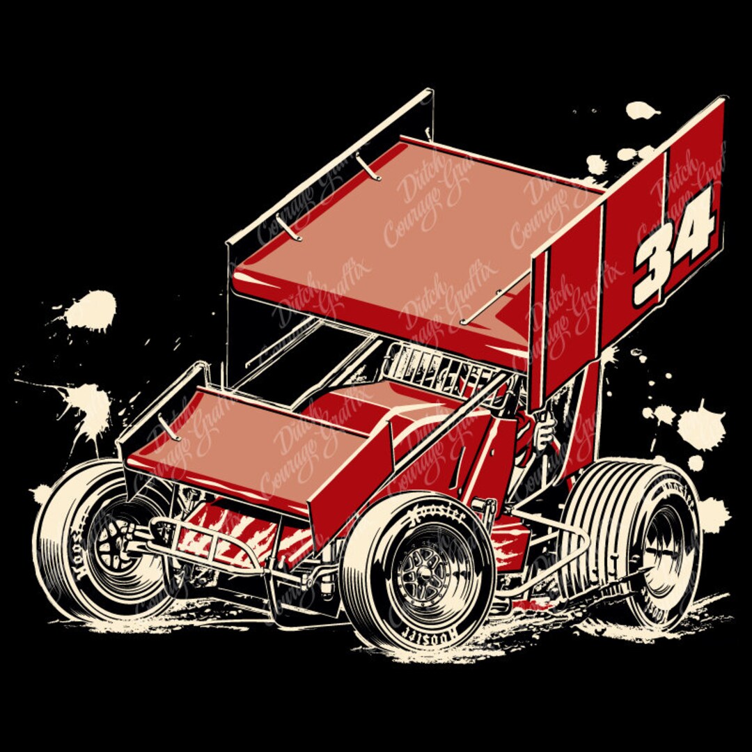 Winged Outlaw Speedway Sprint Car - Digital Vector File - PMS Colors - Etsy