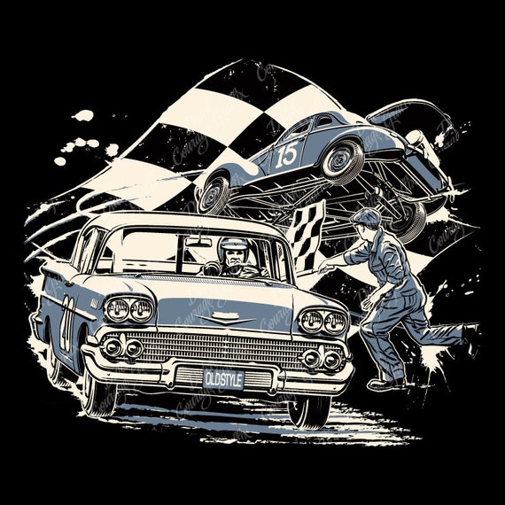 Old Style Vintage Stock Car Racing Digital Vector File PMS | Etsy
