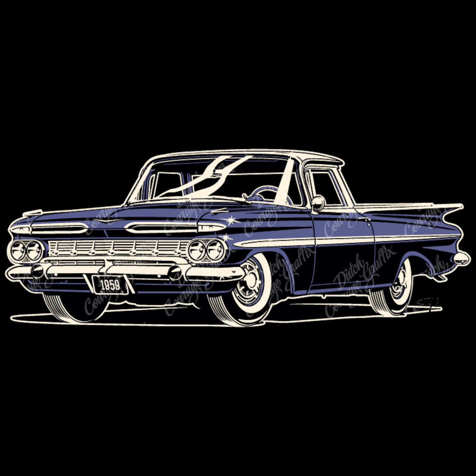 1959 El Camino Classic - Digital Vector File - PMS Colors - Etsy