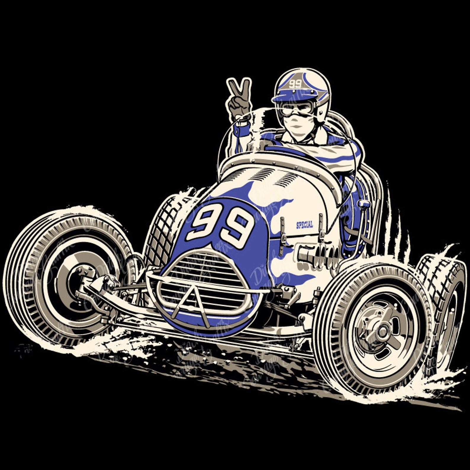 Vintage Midget Dirt Track Sprint Car - Digital Vector File - PMS Colors ...