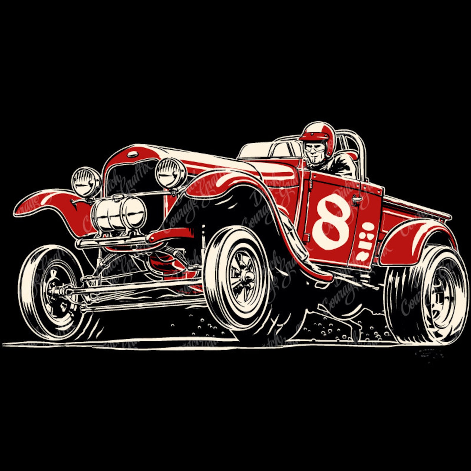 Vintage Roadster Pick up Gasser Drag Car - Digital Vector File - PMS ...
