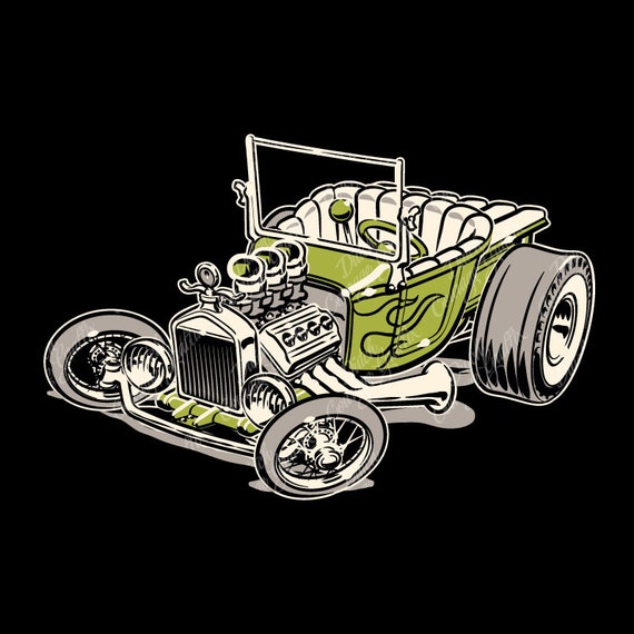 Model T-bucket Hot Rod Cartoon Digital Vector File PMS | Etsy