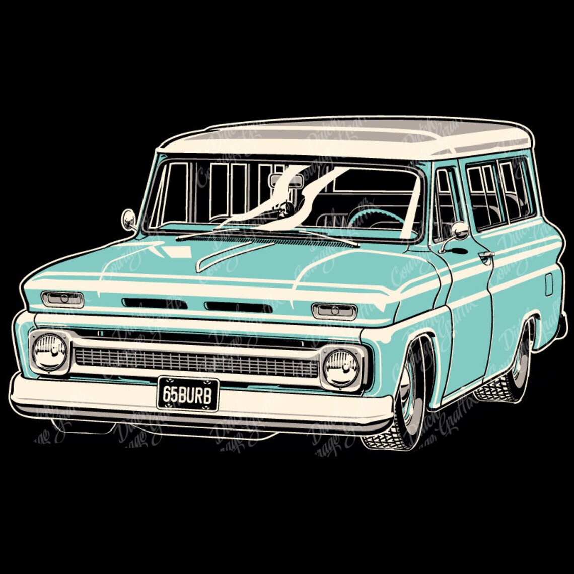 1965 Suburban Lowered Wagon - Digital Vector File - PMS Colors - Etsy