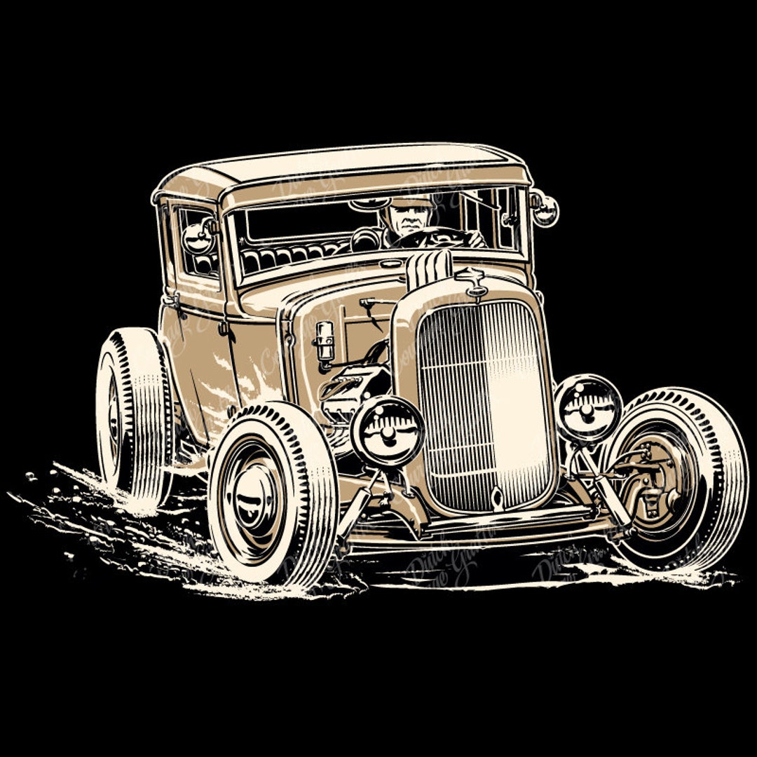Dirt Track Beach Race Hot Rod Coupe - Digital Vector File - PMS Colors ...