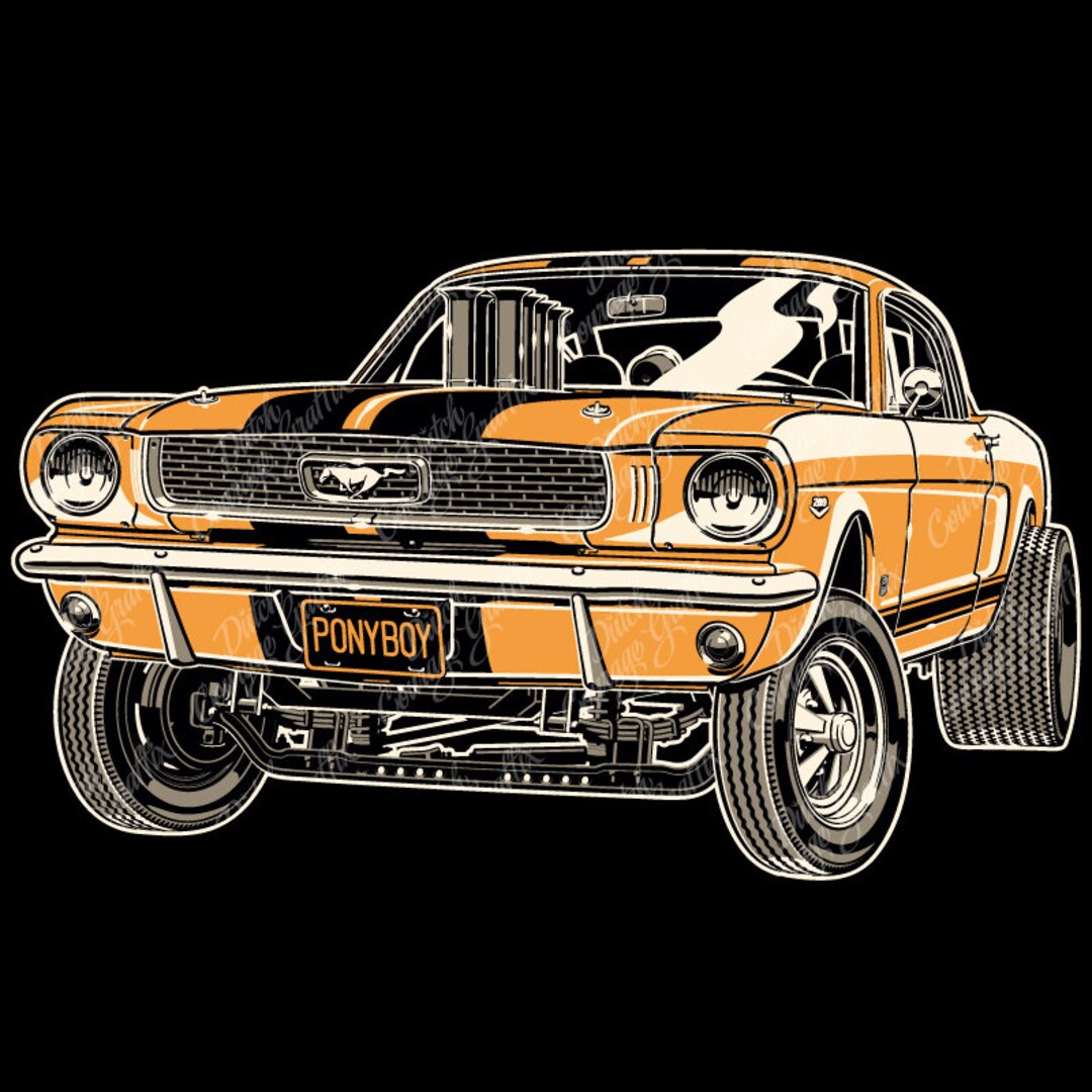 1966 Mustang Fastback Gasser - Digital Vector File - PMS Colors - Etsy