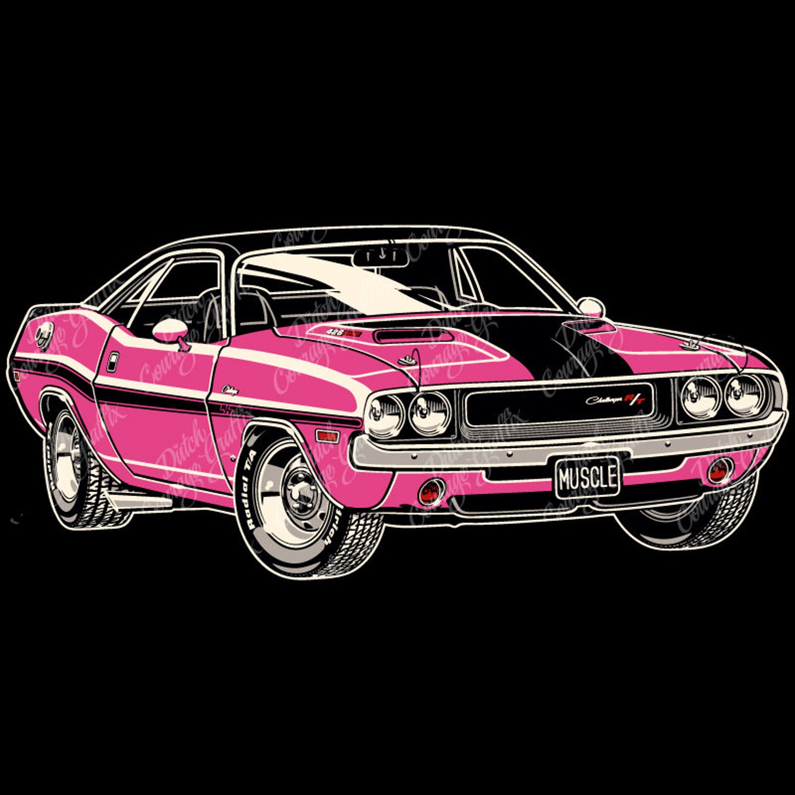 1970 Challenger RT Muscle Car - Digital Vector File - PMS Colors - Etsy