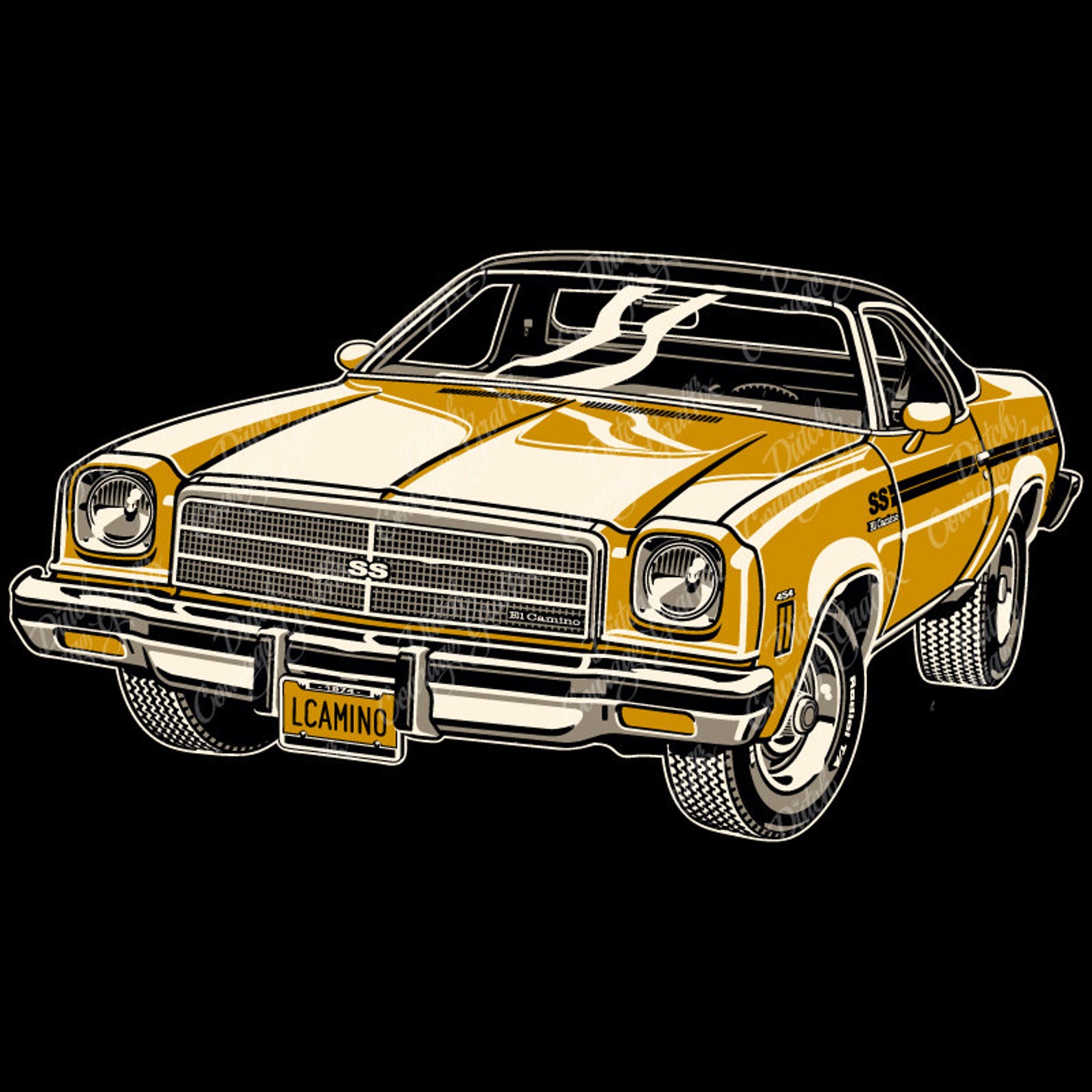 1974 El Camino SS Muscle Car - Digital Vector File - PMS Colors - Etsy