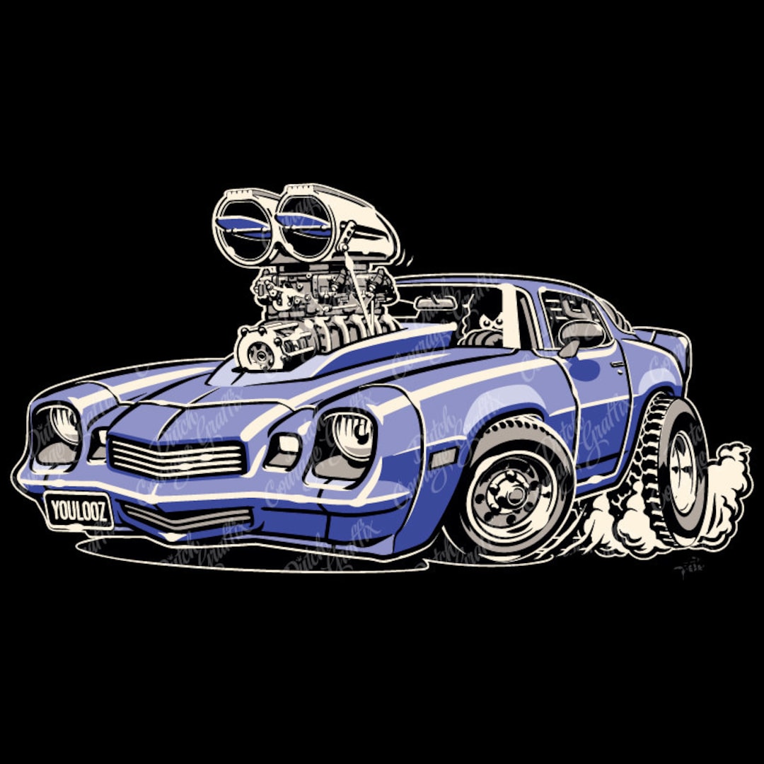 Supercharged Shark Nose Camaro Z28 Muscle Car-toon - Digital Vector ...