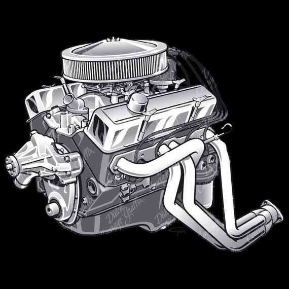 SBC Small Block Engine Digital Vector File Gradient Colors - Etsy