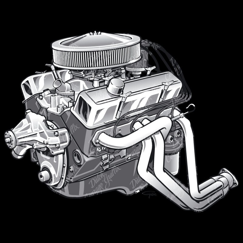 SBC Small Block Engine - Digital Vector File - Gradient Colors - Etsy