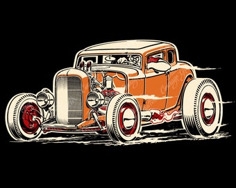 Modèle T-bucket Hot Rod Cartoon - fichier vectoriel numérique ...