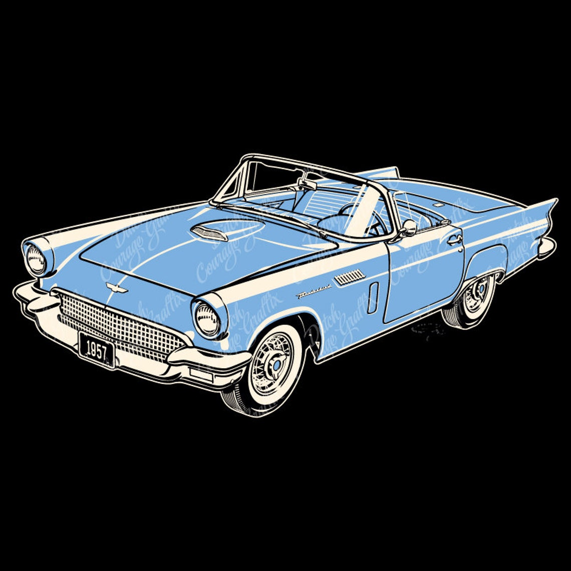 1957 Thunderbird Convertible - Digital Vector File - PMS Colors - Etsy