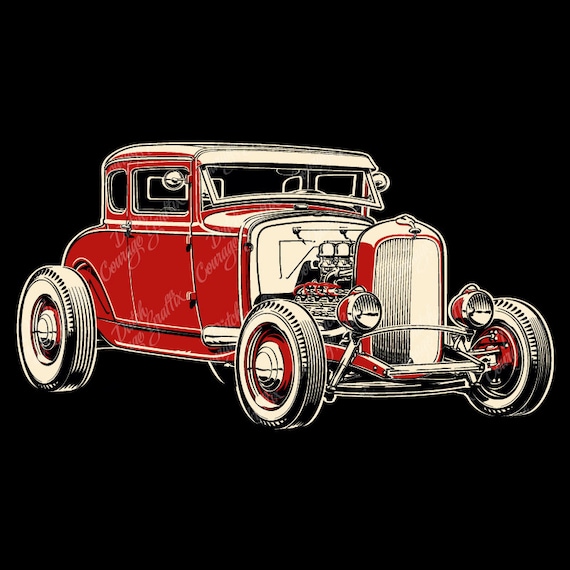 Traditional Old School Hot Rod Coupe Digital Vector File - Etsy