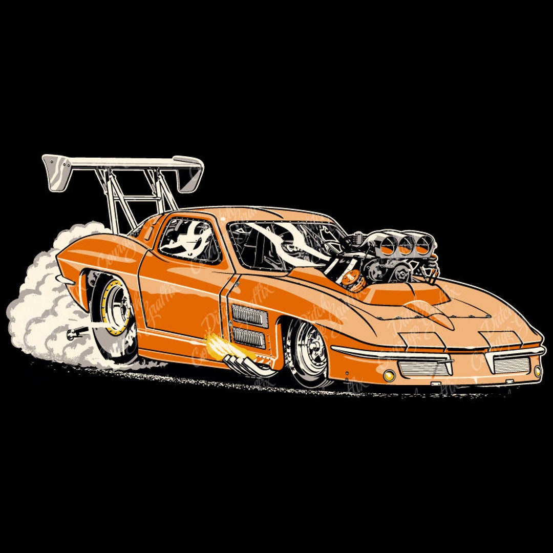 1963 Gasser ‘vette Drag Race Car - Digital Vector File - PMS Colors - Etsy