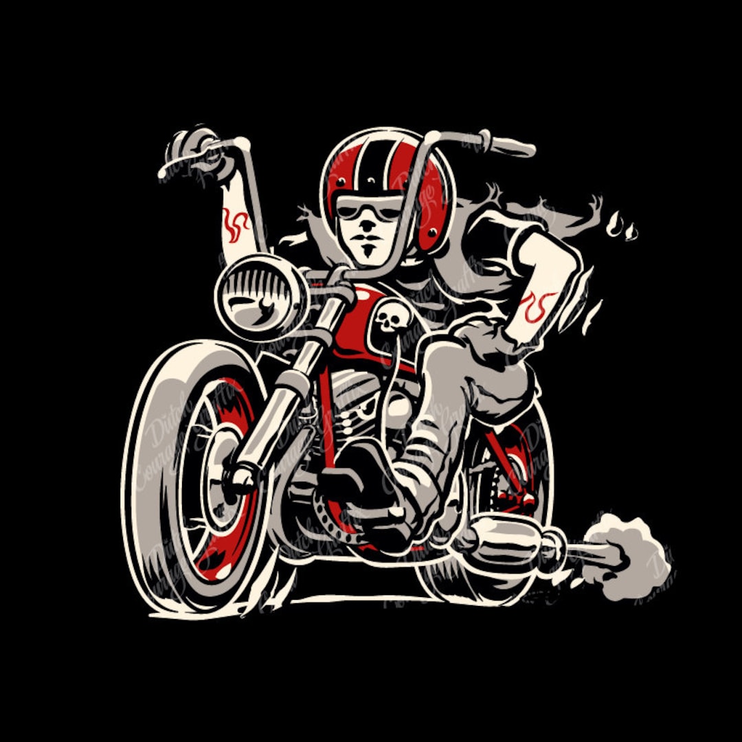 Bobber Motorcycle Bike Cartoon - Digital Vector File - PMS Colors - Etsy