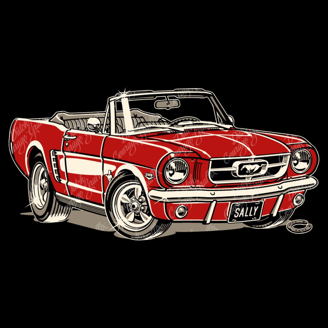 1965 Mustang Convertible Cartoon - Digital Vector File - PMS Colors - Etsy