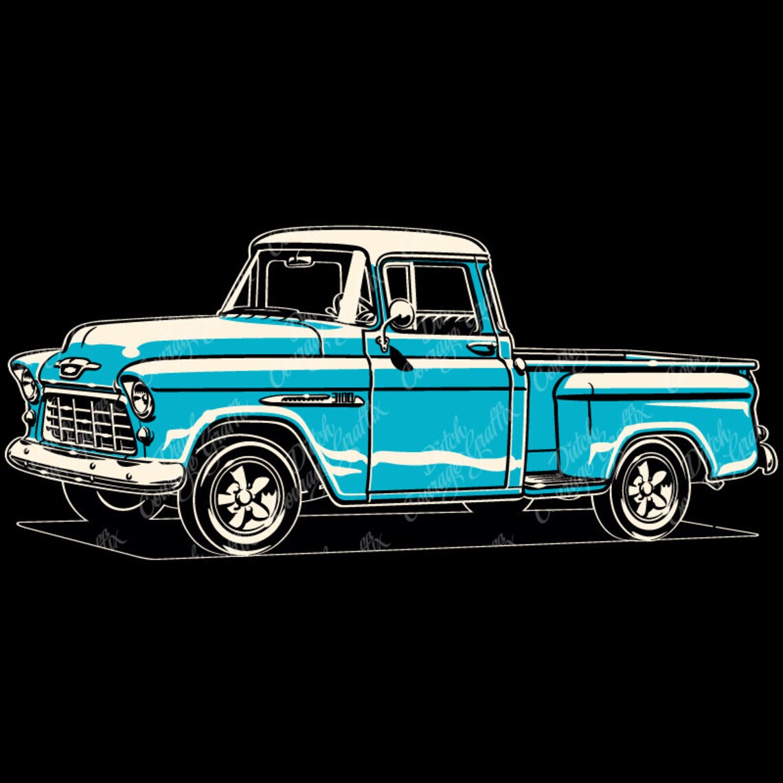 1955 Apache Stepside Pickup Truck - Digital Vector File - PMS Colors - Etsy