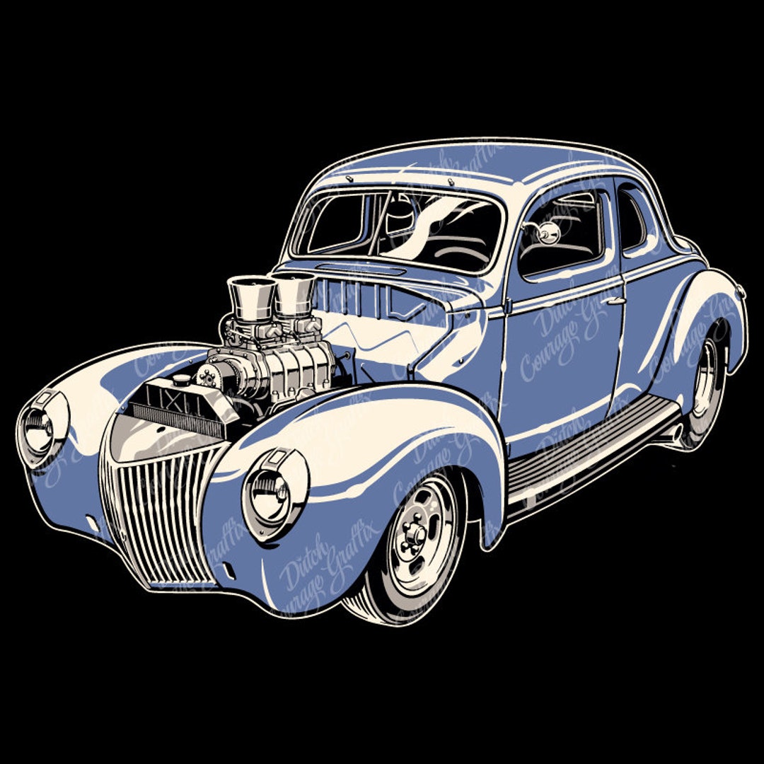1940 Supercharged Fat Fender Street Rod - Digital Vector File - PMS ...