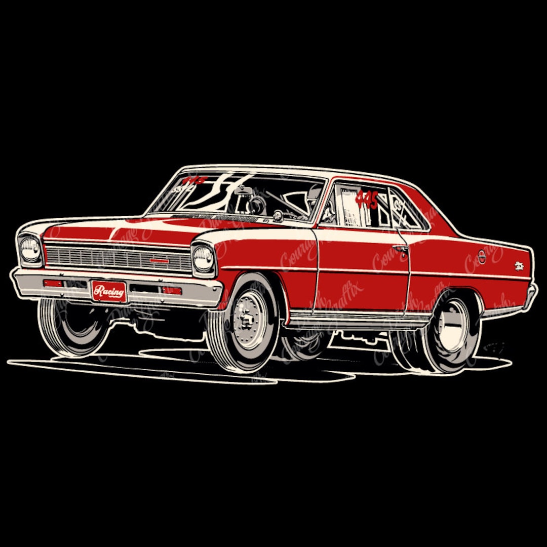 1966 Nova Drag Racing Car - Digital Vector File - PMS Colors - Etsy