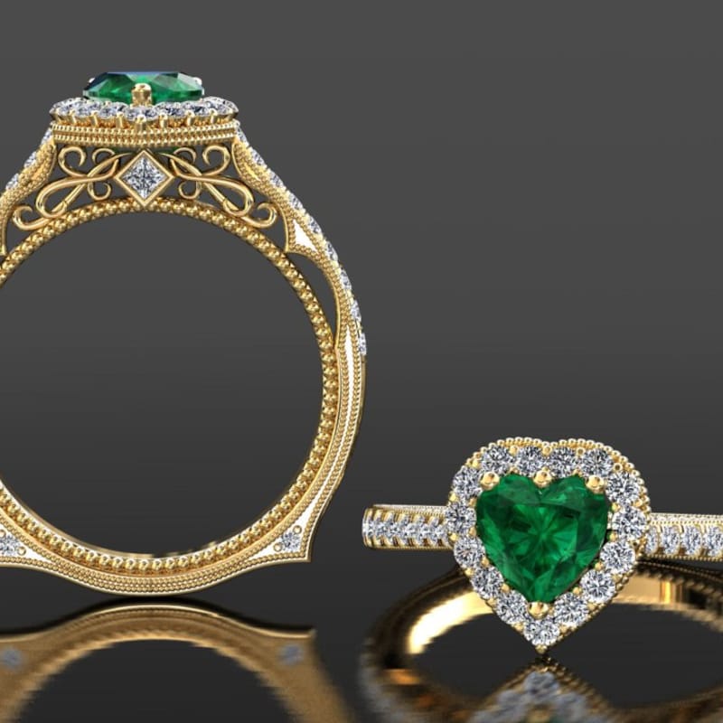 Emerald Heart Ring - Etsy