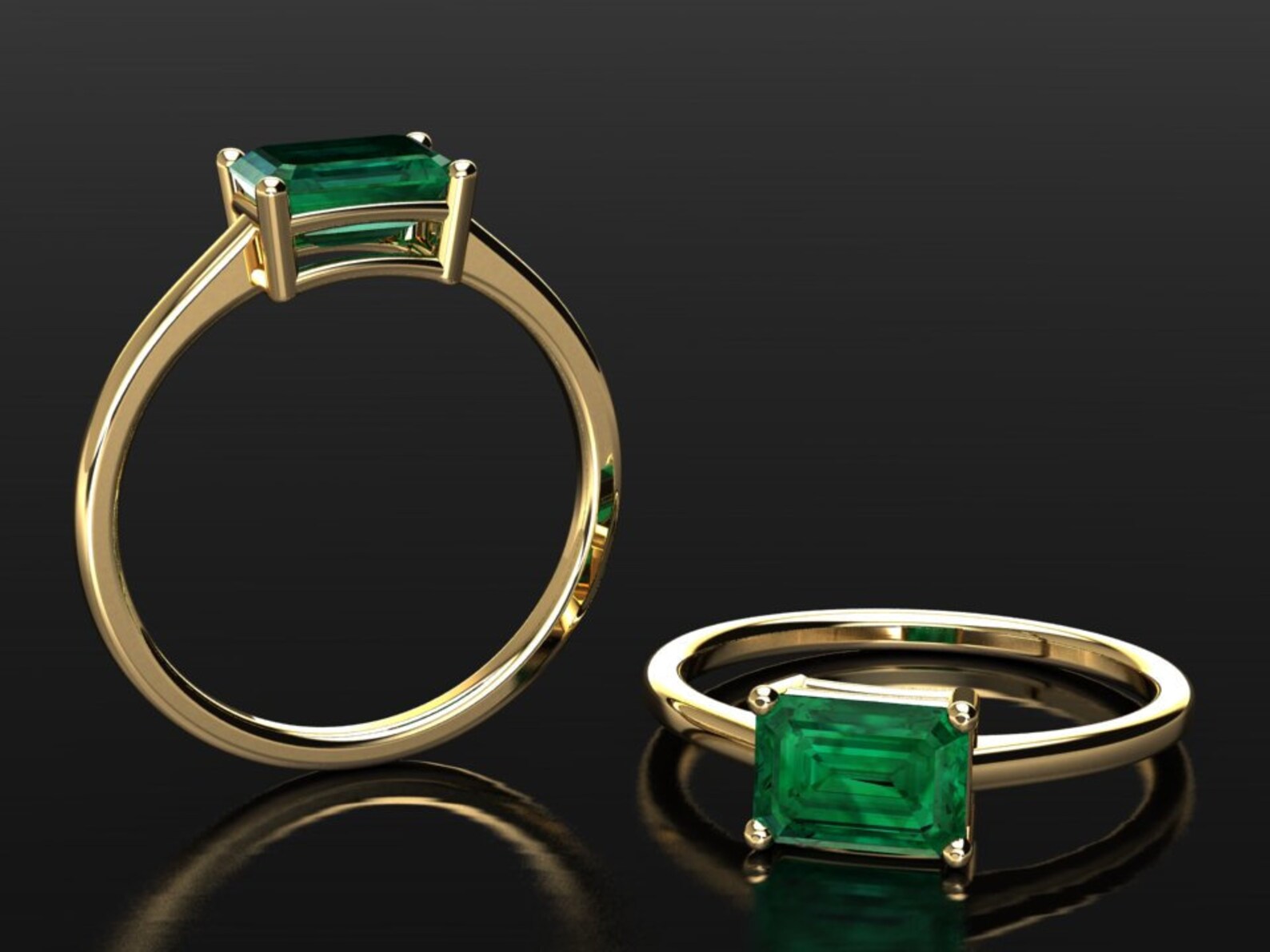 Emerald Ring 1 Carat Emerald Ring Emerald Solitaire Ring | Etsy