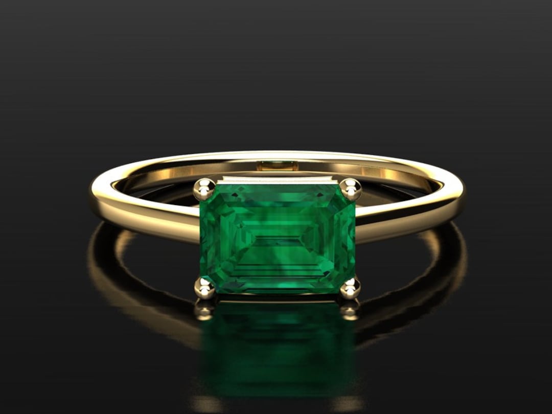 Emerald Ring, 1 Carat Emerald Ring, Emerald Solitaire Ring, Engagement ...