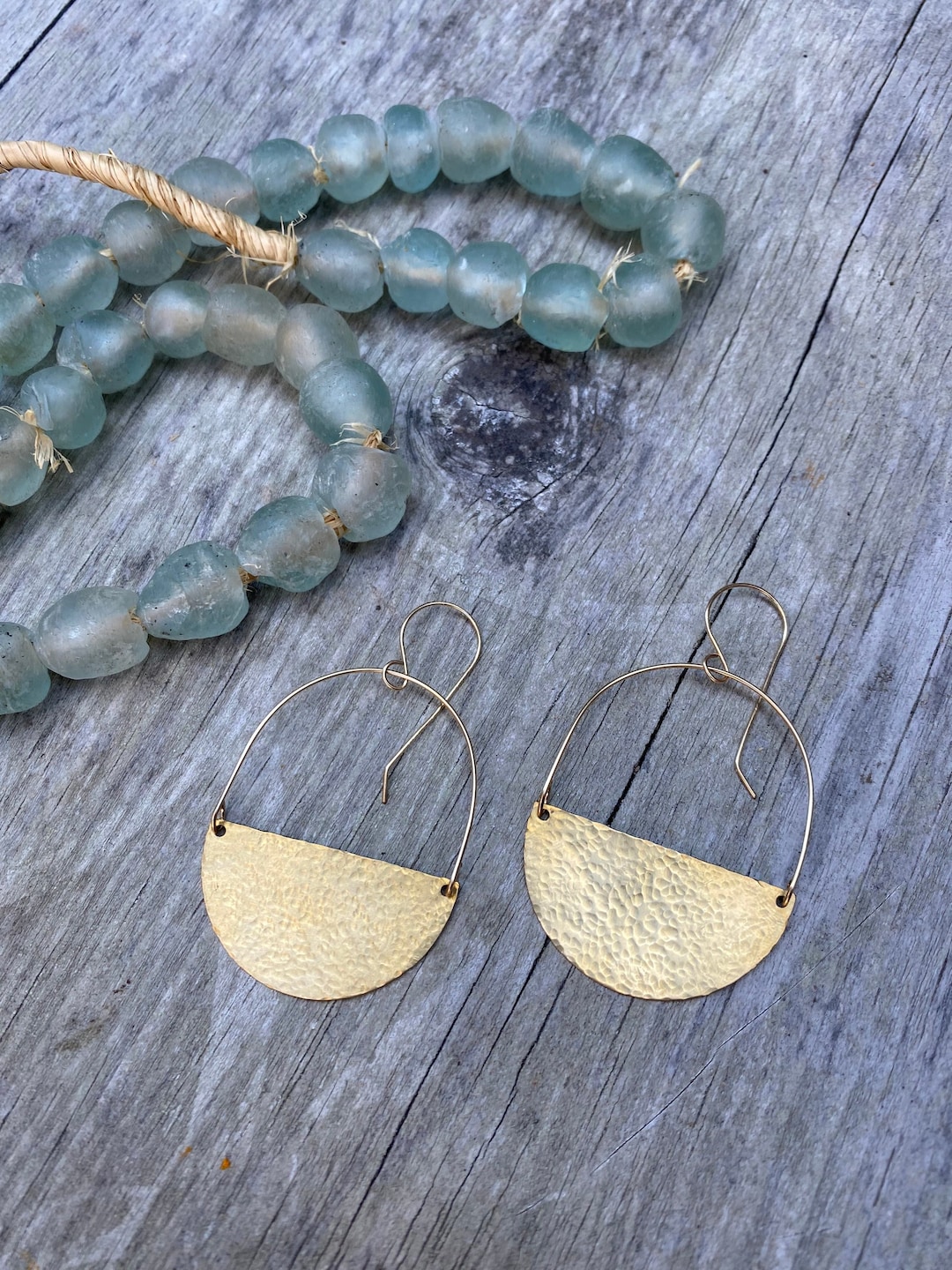Half Moon Hoop Earrings, 14K Gold Filled, Brass, Modern, Boho, Half ...