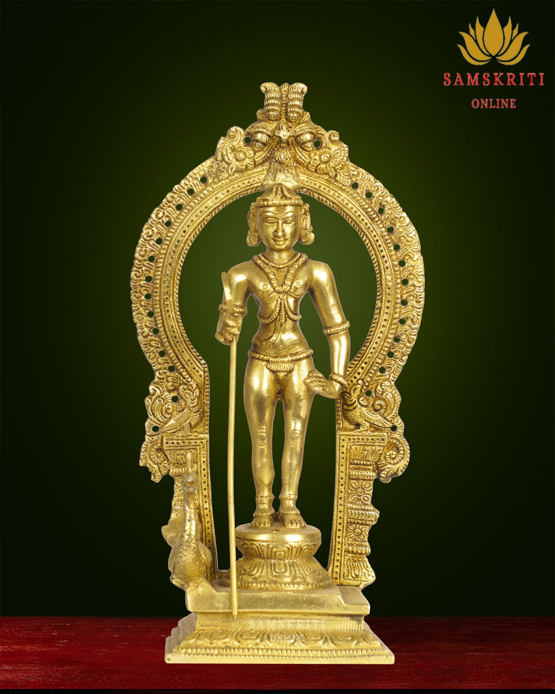 Brass Statue Lord Murugan Large, 35 Cm Big Golden Finish Brass ...