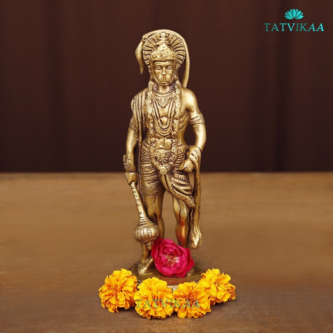 Brass Standing Hanuman Statue . Hanuman Statue . Brass Hanuman Idol ...