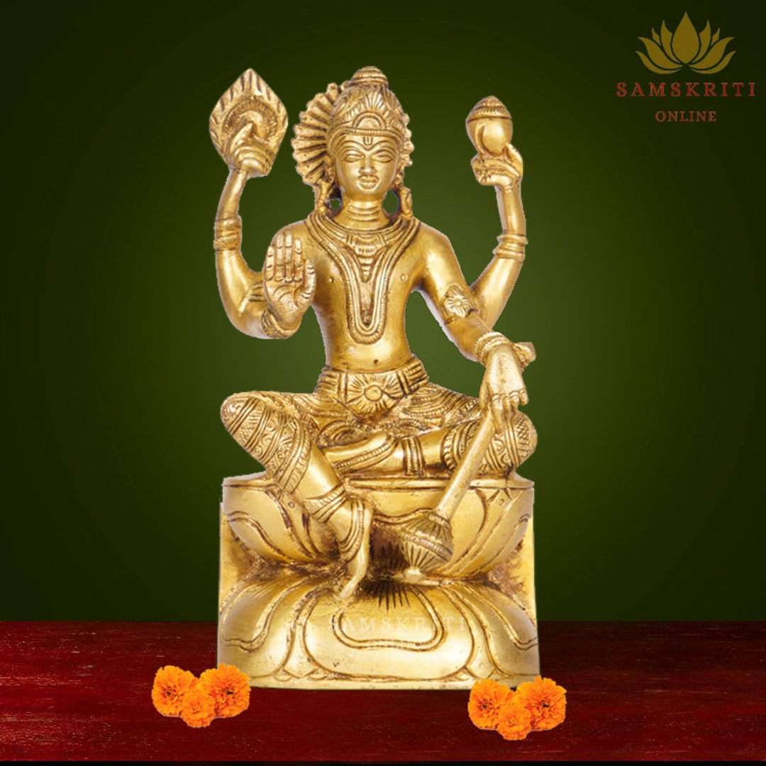Brass Lord Vishnu Sitting on a Pedestal . Home Decor .handcrafted - Etsy