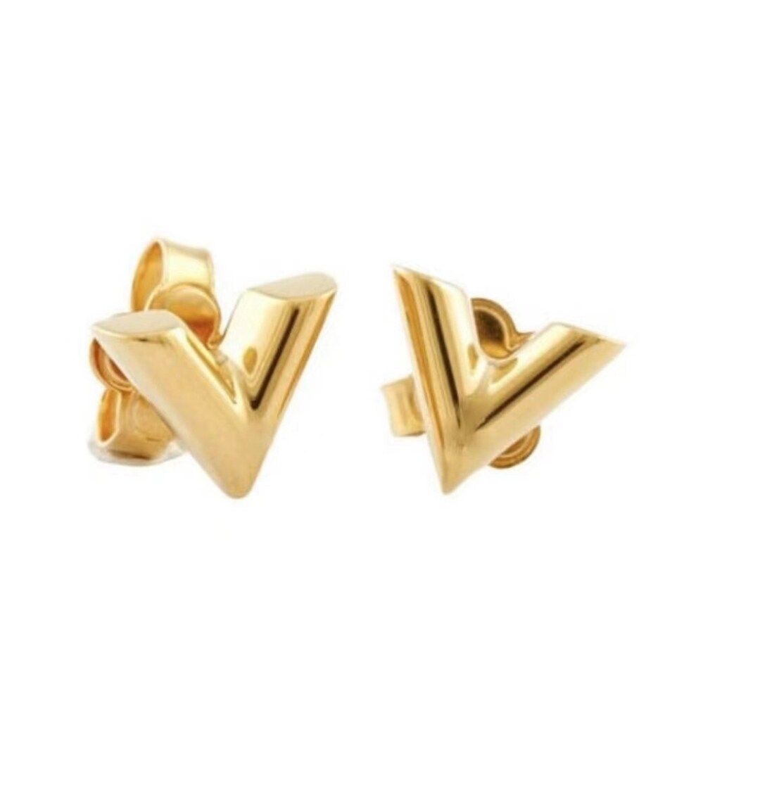 Gold V Shape Earrings, V Shaped Stud Earrings, Classic Earrings, V ...