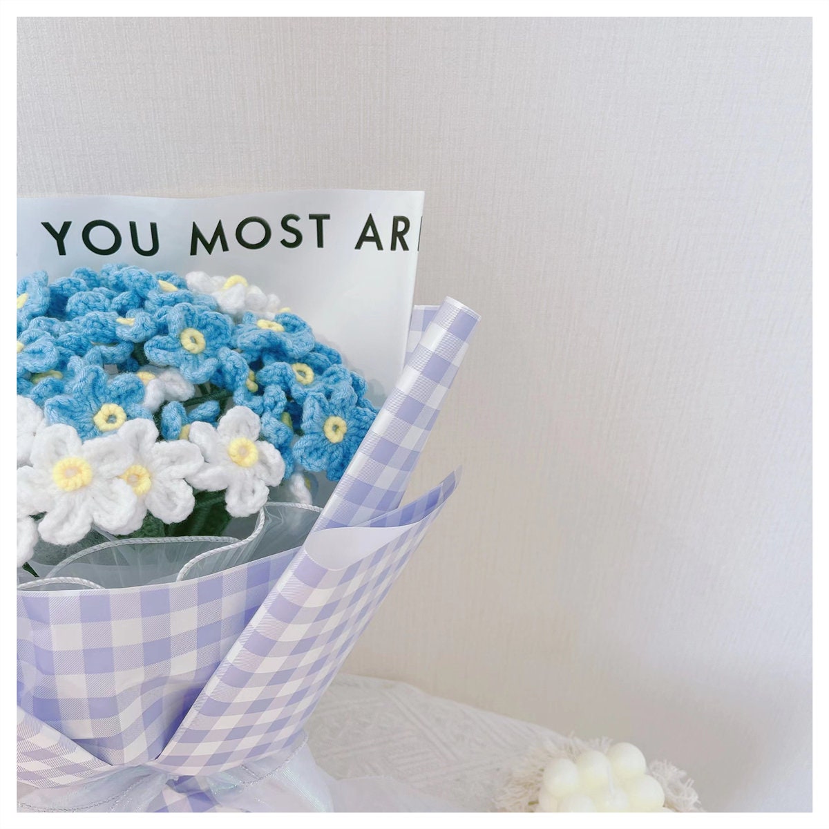 Forget-me-nots Authentic Cotton Thread Flower Bouquet | Eco-friendly ...