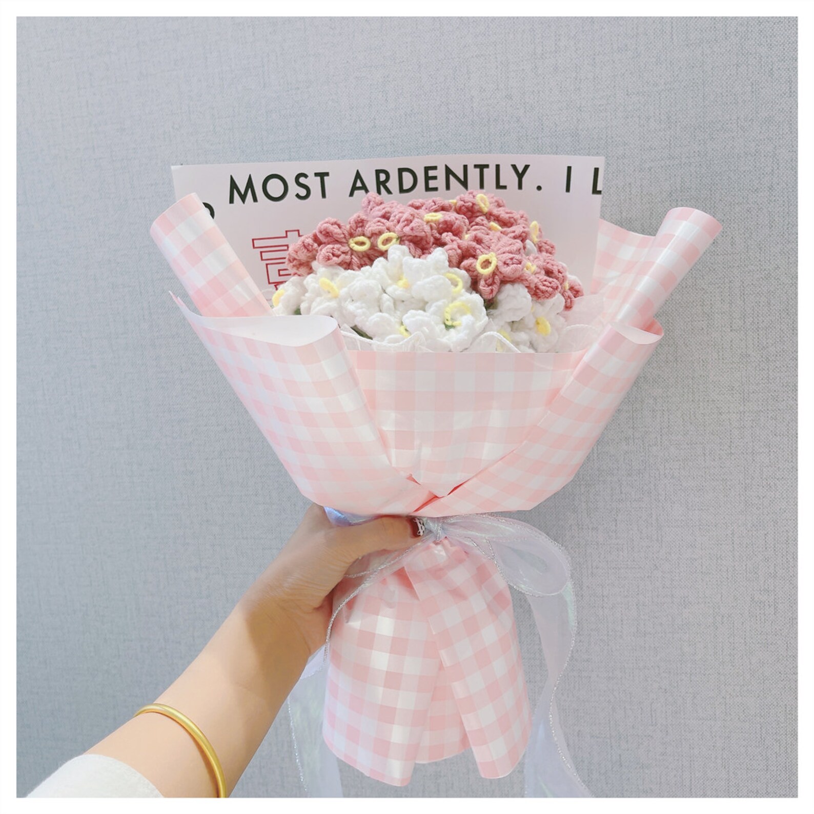 Forget-me-nots Authentic Cotton Thread Flower Bouquet | Eco-friendly ...