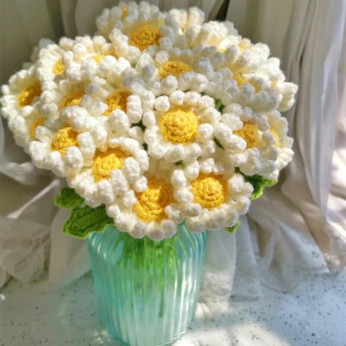 Crochet Bouquet of Flowers Daisy Bouquet 10 Pure Hand - Etsy