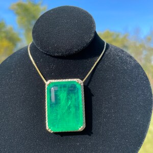 EMERALD Green Luxury Vibrant Green Emerald Rectangle Pendant Elegant ...