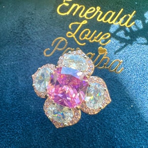 3 Carat Fancy Pink Crystal Statement Ring Luxury Wonderful Ring, Luxury ...
