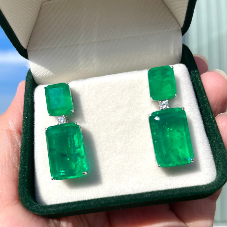 Vibrant Emerald Green Color Earrings Vivid Green Emerald | Etsy