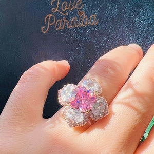 3 Carat Fancy Pink Crystal Statement Ring Luxury Wonderful Ring, Luxury ...