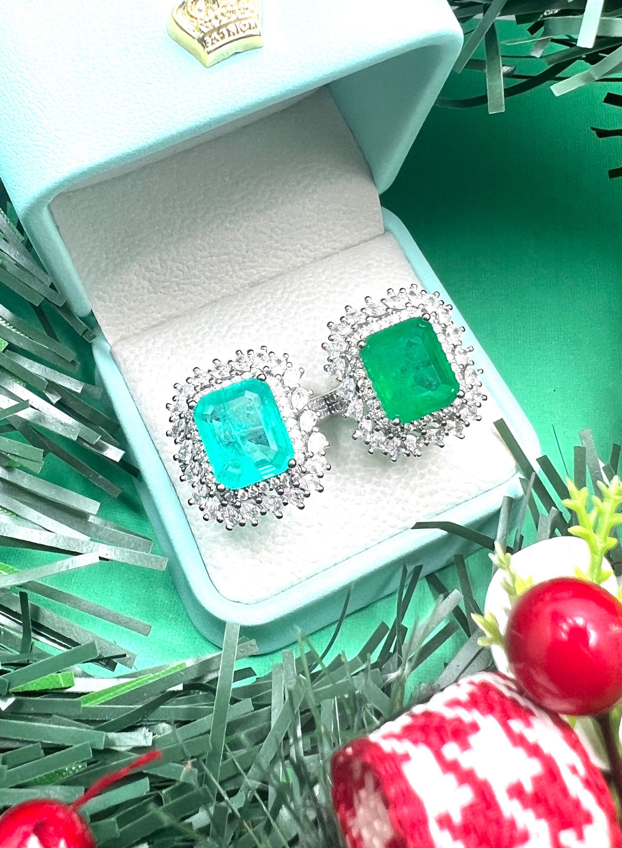 PARAIBA Blue/ Ocean Blue Color Halo Heart Ring, Magnificent Exotic Neon ...