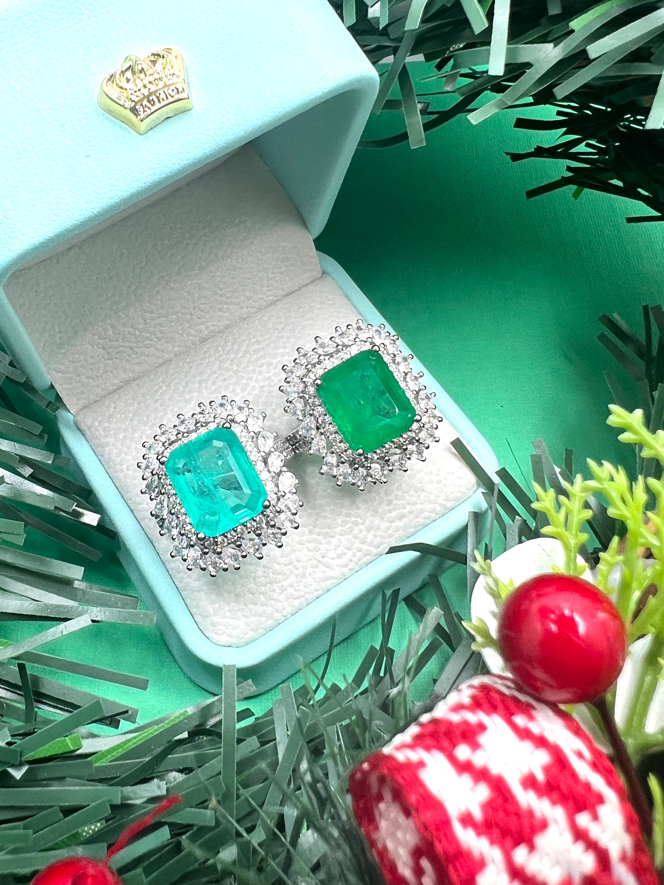 PARAIBA Blue/ Ocean Blue Color Halo Heart Ring, Magnificent Exotic Neon ...