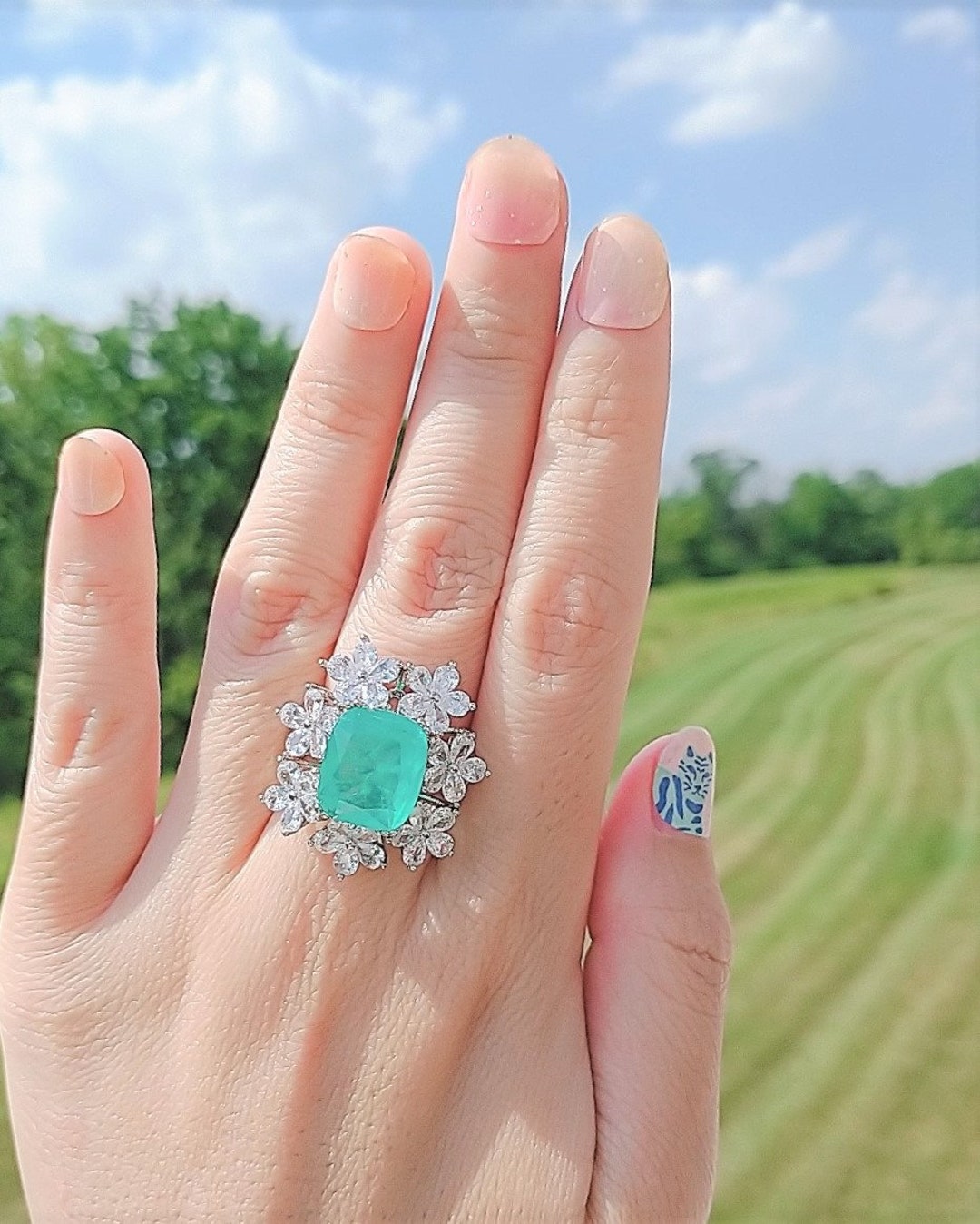 PARAIBA Blue Jewelry Floral Paraiba TOURMALINE Magnificent, Exotic Neon ...