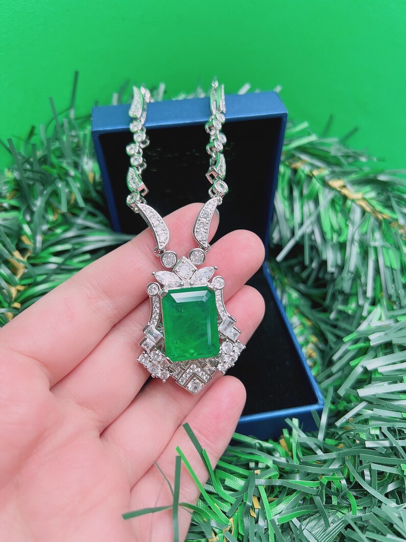 1.5*1.75 Inch Jumbo Emerald Necklace Luxury Super Star Style Vibrant ...