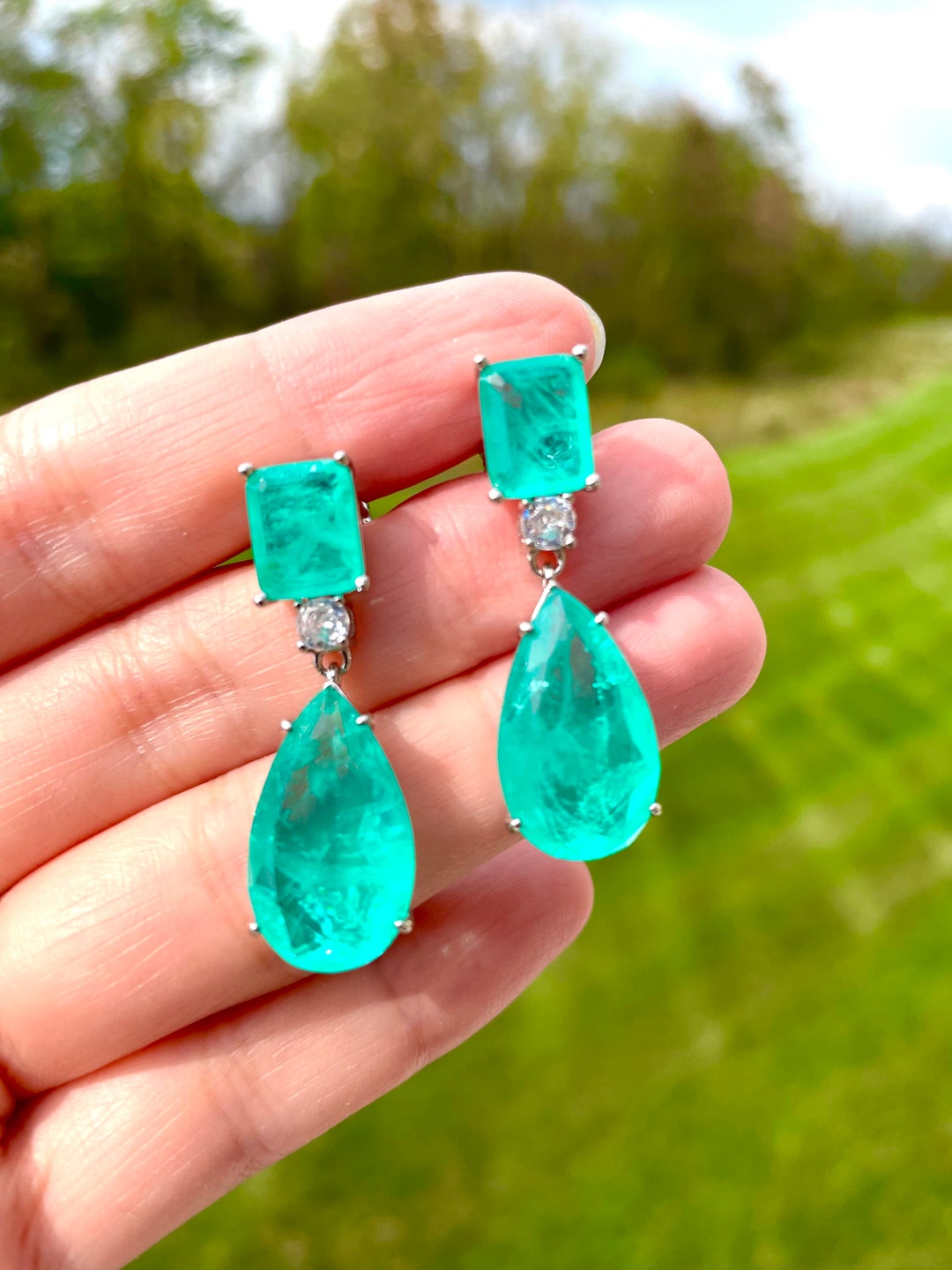 Paraiba Iced Blue /ocean Blue Earrings, Vivid Blue Paraiba Inspired by ...