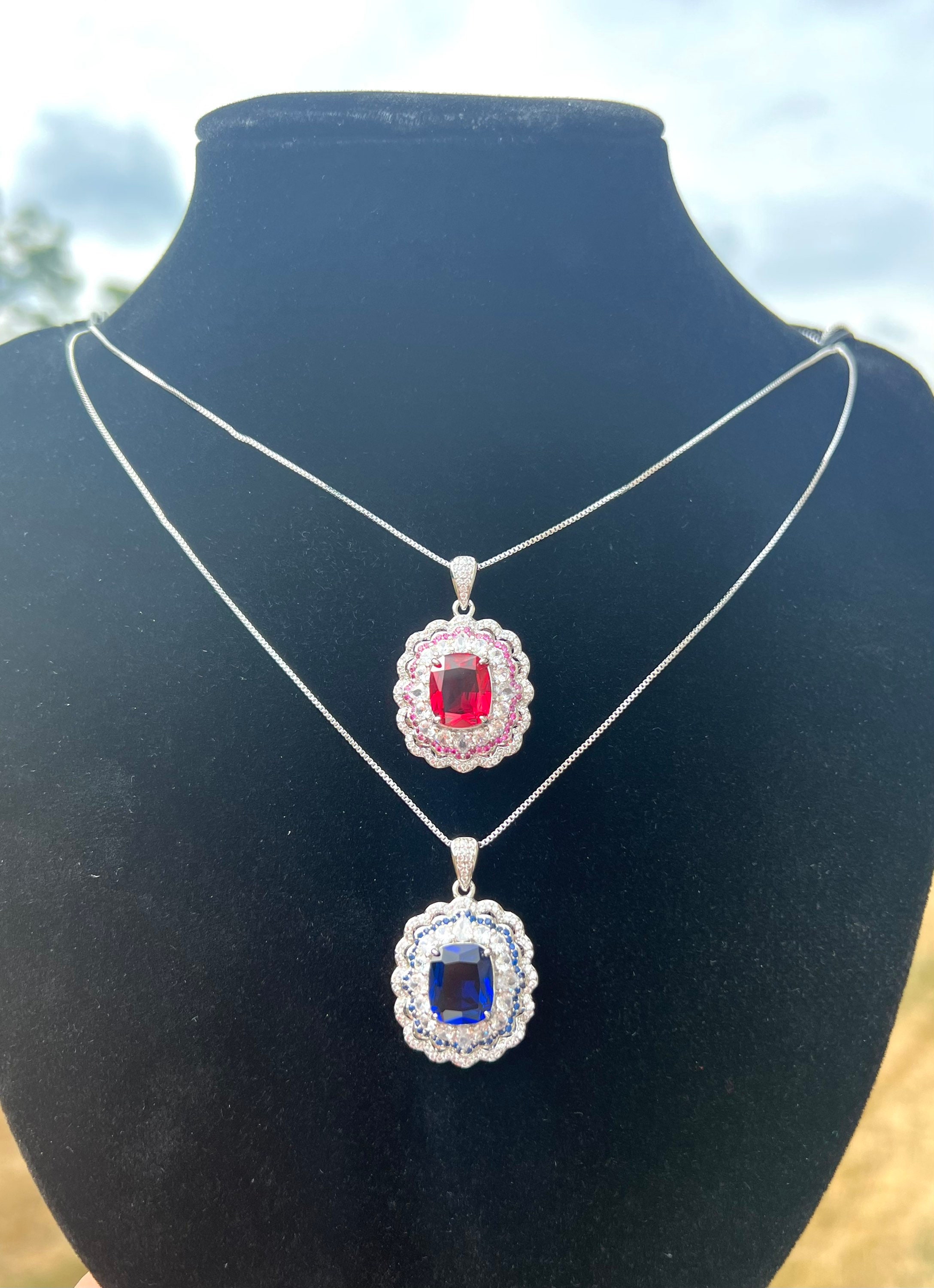 Royal Antique Art Deco Style Pendant, Luxury Royal Ruby Red Pendant ...