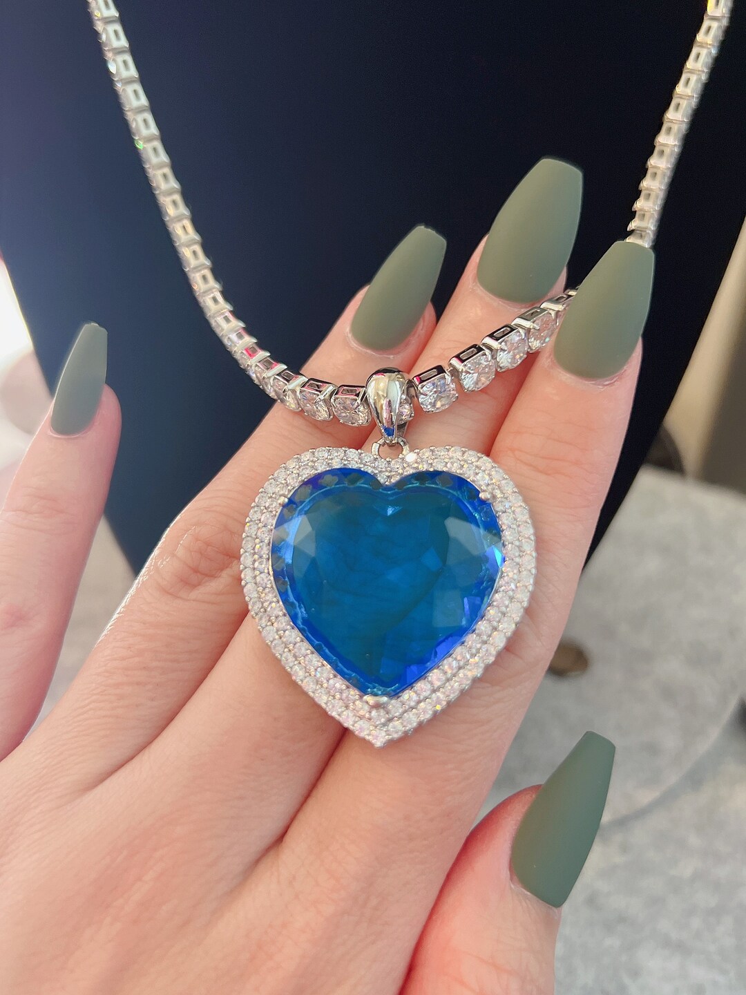 Aquamarine Blue/ocean Blue Titanic Blue Heart Pendant Magnificent ...
